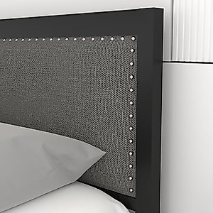 VECELO Twin Size Bed Frame with Linen Fabric Headboard and Footboard, Heavy-Duty Platform with Strong Steel Slats, No Box Spring Needed, Easy Assembly, Grey