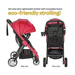 Larktale chit Chat Plus | Lightweight Full-Featured Stroller for Newborns and Toddlers | Compact Folding Stroller for Travel Featuring Eco-Friendly Materials and One-Handed Steering, Barossa Red