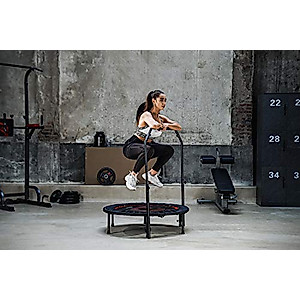 Pelpo 38"/40"/45" Folding Mini Trampoline,Exercise Trampoline with Adjustable Foam Handle, Rebounder Trampoline for Adults Fitness, Indoor Trampoline for Bounce Workout Max Load 330lbs, Black