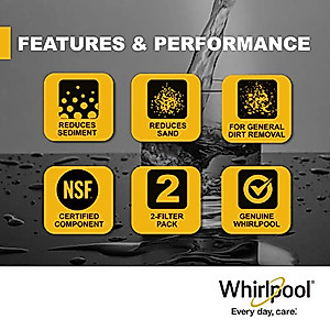 Whirlpool 2.5"x10" Sediment Water Filter Replacement Cartridge WHKF-WHPL, NSF Certified 30-Micron Rating Protects Home Appliances, Fits Whole House Filtration Housings WHKF-DWHV and WHKF-DWH, 2-Pack