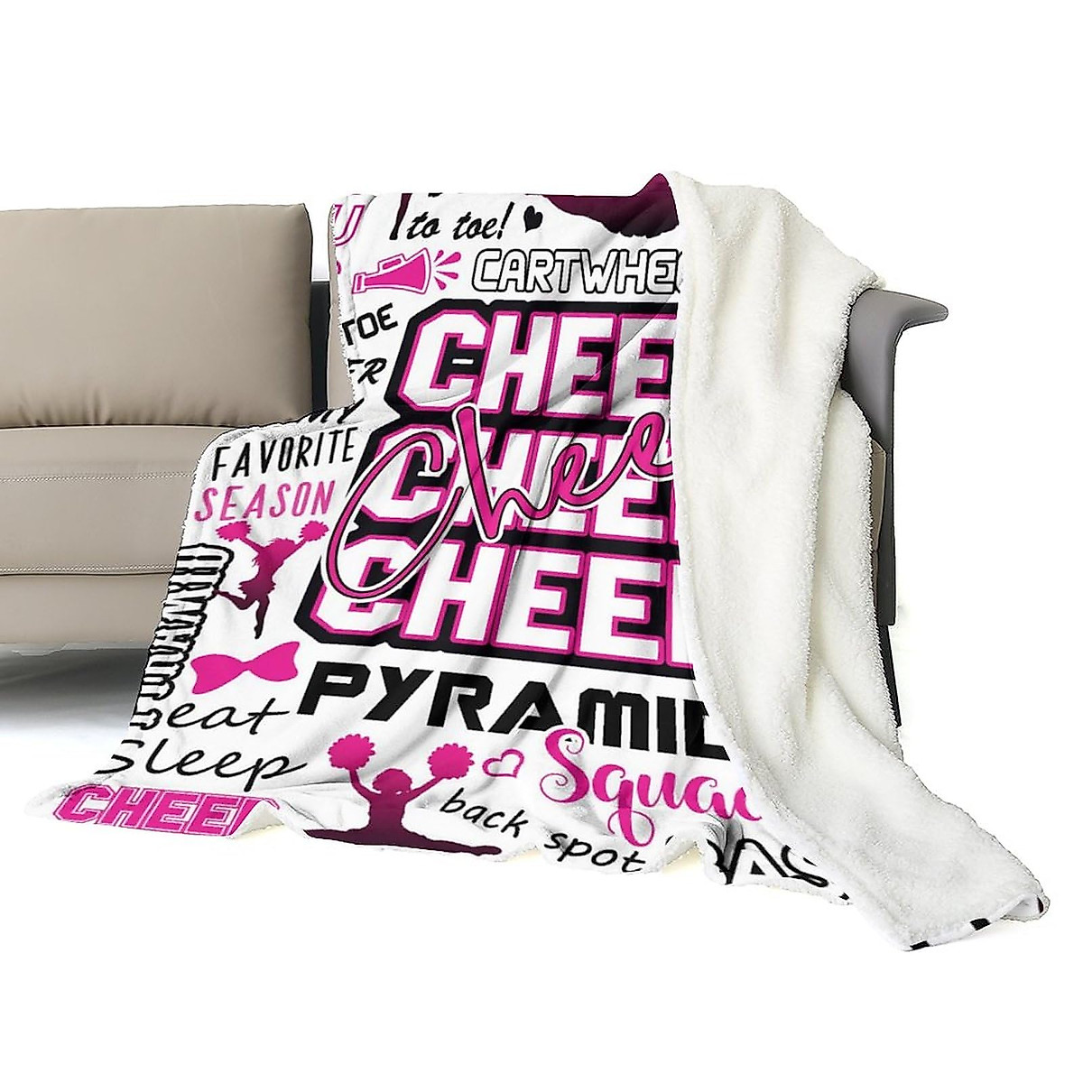 Yiyeqiu Cheer Blanket Cheerleader Blanket for Girls 50"x60" Cheerleader Gifts Throw Blanket Cheer Gifts for Cheerleaders Cheerleading Blanket for Teens Cheerleading Gifts for Kids Sofa Couch