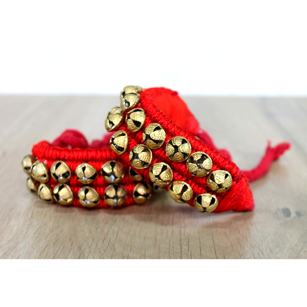 eSplanade Ghungroo, Ghungru (20 + 20) - 2 Line Ghunghroo on Red Cushion Pads | Kathak Indian Classic Dance