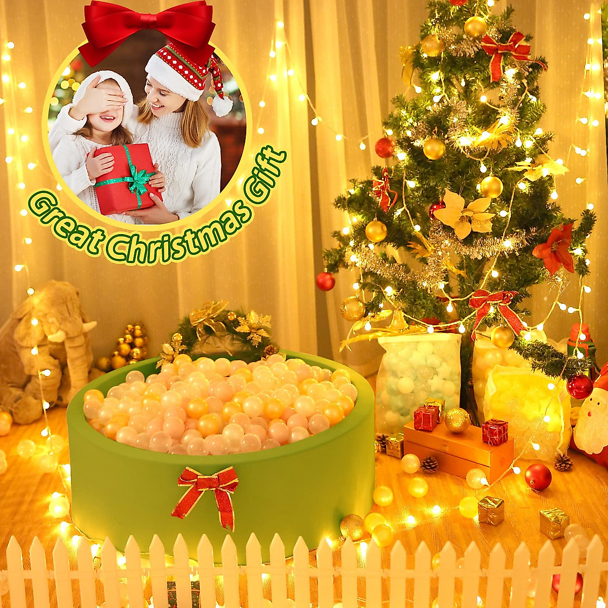 TRENDPLAY Pit Ball for Baby Toddlers Pet Fun Toys for Ball Pit Pool Playpen, Indoor Outdoor Play with Storage Bag, Pack of 100, Pink+Gold+White+Transparent