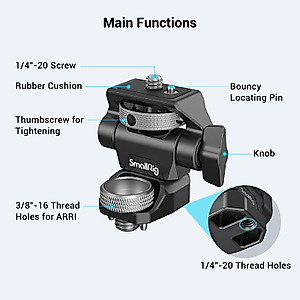 SmallRig Adjustable Camera Monitor Mount for ARRI-Style (Upgrade), 360° Swivel and 180° Tilt Monitor Holder Anti-Twist Support 5” and 7” Field Monitor- 2903B