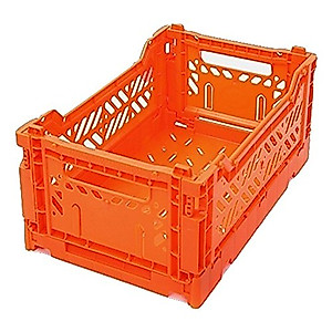 AY-KASA Collapsible Storage Bin Container Basket Tote, Folding Basket CRATE Container : Storage, Kitchen, Houseware Utility Basket Tote Crate Mini-BOX (ORANGE)