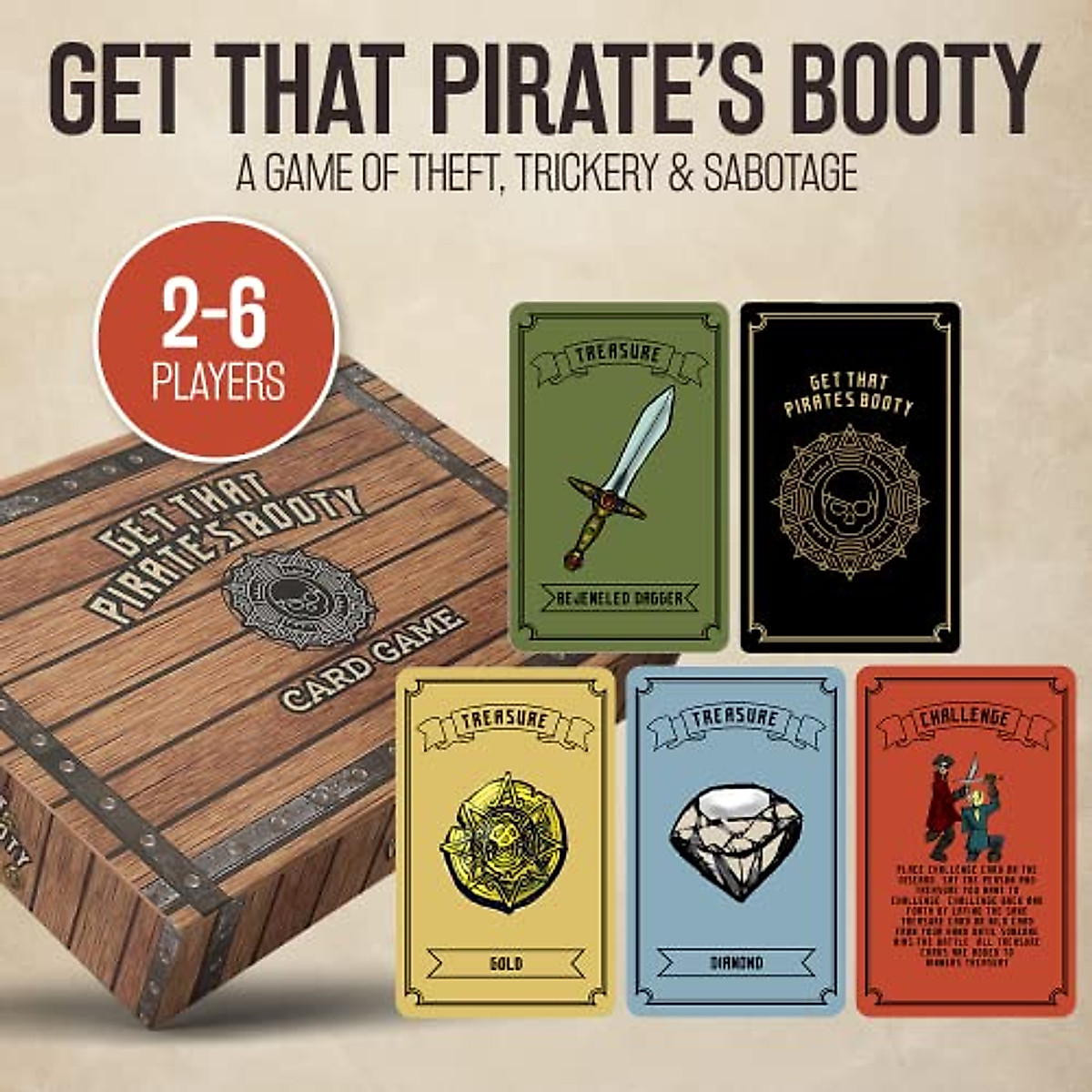 Get That Pirate's Booty Card Game, Fun 2-6 Player Family-Friendly Card Game for Adults, Teens, & Kids a Fun Pirate Themed Game and Good Stocking Stuffers Gift Ideas