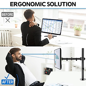 MOUNTUP Single Monitor Desk Mount, Fully Adjustable Single Monitor Arm Stand, Computer Screen Mount for 1 Max 32 Inch,17.6 lbs Display, Monitor Stand with Clamp&Grommet Base, VESA 75x75mm 100x100mm