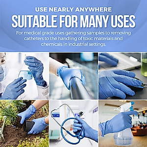 Nitrile Exam Gloves - 100 Count Box Disposable Non-Sterile Gloves - Non-Powder Rubber & Latex-Free, Chemical Resistant, General Gloves for Food Safe, Medical, Janitorial Supply, Blue, X-Large