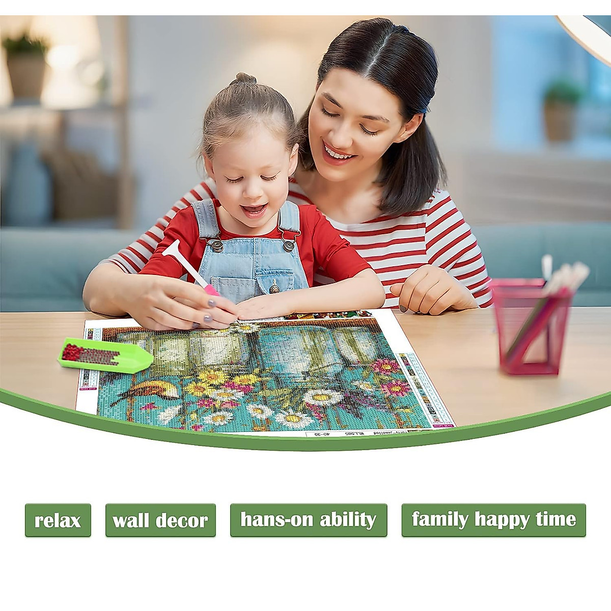 Lxmsja Diamond Art Painting Kit, Diamond Art Painting Flowers, Diamond Art Painting Kits for Adults, Diamond Art Kit for Adult, Diamond Art Kit, Diamond Art Painting Kit for Beginner (11.8X15.7inch)