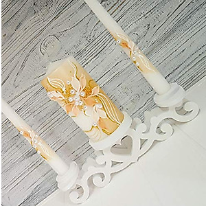 Magik Life Unity Candle Set for Wedding - Wedding Accessories for Reception and Ceremony - Candle Sets - 6 Inch Pillar and 2 10 Inch Tapers - Decorative Pillars Gold