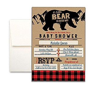Lumberjack Rustic Baby Shower Invitation Set, Diaper Raffle, Book Request and Stickers