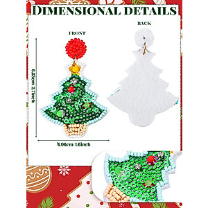 1 Pair Christmas Beaded Earrings Dangling Earrings Cute Christmas Earrings Christmas Tree Earrings Colorful Holiday Earrings Jewelry Gift for Women (Christmas Tree)