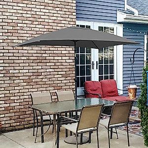 AMMSUN 6.6 x 4.3ft Rectangular Patio Umbrella Small Table Umbrella Outdoor Patio Steel Pole and Ribs, Grey