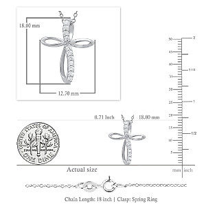 Dazzlingrock Collection 0.12 Carat (Ctw) Round White Diamond Women Infinity Loop Cross Pendant with 18 inch Silver Chain in Sterling Silver