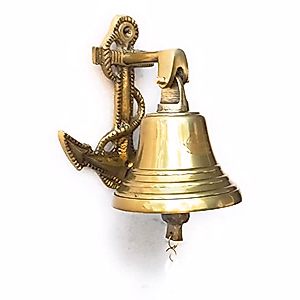 Anchor Ship Bells - Large Dinner Call Bell Indoor Outdoor Wall Mount Decorative Bell Loud House Bell for Door Pub Office Last Order School Call Bells
