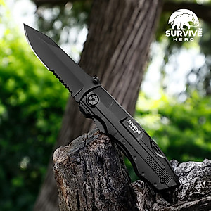 Survive Hero Camping Multi Tool Pocket Knife Multitool Knife for Men, Birthday Gift for Dad Gifts Son Daughter, Tactical EDC Utility Knife Multitool, Brother Gifts for Dad Gifts Grandpa Brother