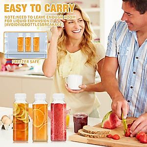 3 Ounce 12 Pcs Plastic Juice Bottle Reusable Bulk Beverage Containers with White Lids for for Bottled Water, Cold Drinks, Fresh Blended Juices and Other