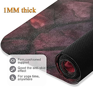GOODOLD Red Dragons Scale Yoga Mat, 71 x 26 Inch Non-slip Yoga Mats Folding Travel Exercise Mat Indoor Outdoor Gym Pilates with Storage Bag for Women Men