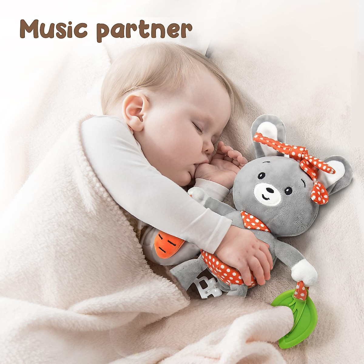 stochastic box Stroller Rattles for Baby, Rattle Music Toy, Car Seat Music Toy for Boys/Girls Newborn Toys 0 3 6 Months Brain Development Rabbit