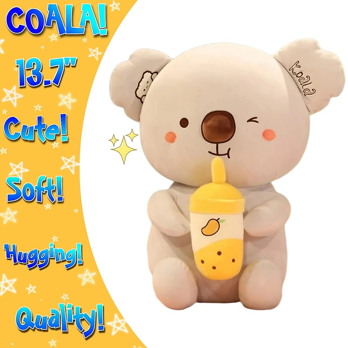 Stuffed Animal Koala Plush Toy Anime Koala Kawaii Toy (Grey 13.7Inches) Soft Stuffed Hug Pillow Plush Toys Gifts for Kids for Boys Girls