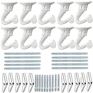 LIFEUNITE 10 Sets Metal Ceiling Hooks, White Heavy Duty Ceiling Hanging Hooks for Plant, Basket and Canopy