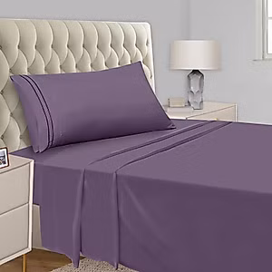 Mejoroom Twin Sheet Set - Hotel Collection Twin Sheets - Bedding Sheets & Pillowcases with Deep Pocket Fitted Sheet, Breathable, Wrinkle & Fade Resistant - 3 Piece(Purple)