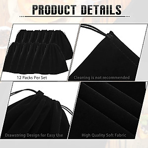 Riakrum 12 Pcs Silver Storage Bags, 18 x 18 Inch Anti-Tarnish Cloth Bag Jewelry Storage Bags Silverware Bags Fabric Cloth Bags for Silver Jewelry Silverware Protection Flatware Silver Plate (Black)