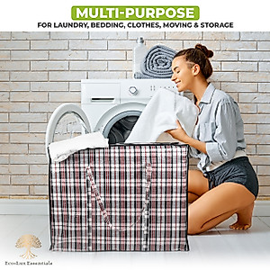 Laundry Bags with Handles 8Pcs Extra Large Zipper, Heavy Duty XXL Storage Bags, Travel Laundry Tote Bag, Clothes Storage Bag with Straps