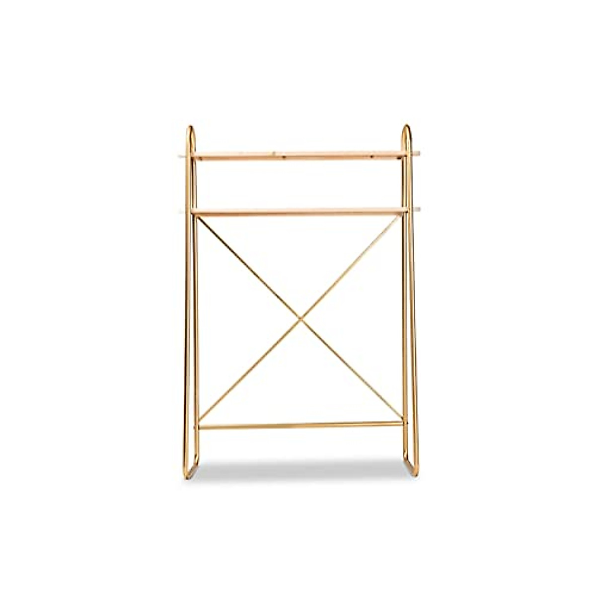 Baxton Studio Merida Gold Finished and Brown Finished 2-Tier Twin Size Shelf