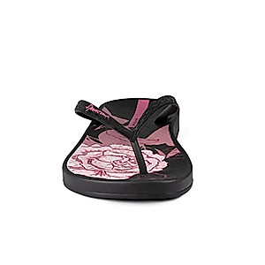 Ipanema Women's Ana Temas XIII Flip Flops - Comfortable & Stylish Summer Sandal with Flower Prints, Anatomic Footbed & Non-Slip Sole, Black/Pink, 10
