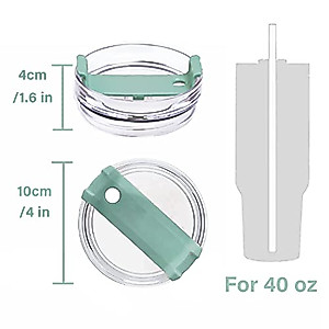 40 OZ Tumbler Lid Compatible for Stanley, Spill Proof Splash Resistant Tumbler Covers Fit for Stanley and More Coffee Mugs 2 pack (40 OZ, Green)