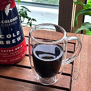 MARKABLE Interiorsbydebbi Selected Double Wall Glass Coffee Mug, 15.2 Ounces-Clear Glass Coffee Cup with Handle, Insulated Coffee Glass, Cappuccino Cup, Tea Cup, Latte Cup, Beverage Glass