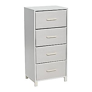 Household Essentials White 4 Drawer Bed Side Table
