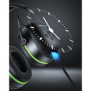Hocazor HZ07 Upgrade Bluetooth 5.3 Hearing Protection Built-in 1500 mAh Rechargeable Battery 40 Hours+ Playing Time Noise Cancelling 25dB NRR Earmuffs NRR 25dB for Mowing Workshops, Green