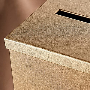 Hayley Cherie - Gold Gift Card Box with Black Foil Design- Textured Finish - Large Size 10" x 10" - For Wedding Receptions, Baby & Bridal Showers, Graduations, Birthdays, 21st Parties, Money