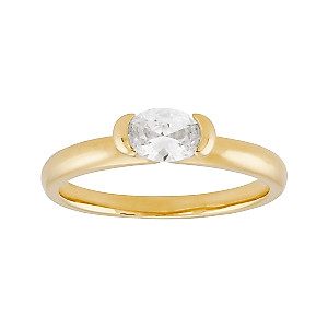 Welry Oval-Cut Cubic Zirconia Ring for Women, 14K Gold-Plated .925 Sterling Silver, Jewelry Gift Idea, Size 9