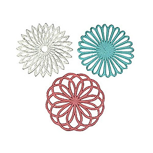 Set of 3 Cast Iron Floral Bloom Kitchen Décor Trivets Decorative Wall Hangings Geometric Patterns