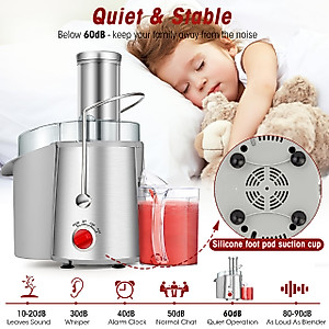 1200W 3 Speeds Centrifugal Juicer Machines Vegetable and Fruit, Regenerate Juice Extractor with Big 3" Wide Mouth, Compact Juice Maker, Easy to Clean, High Juice Yield, BPA Free, Silver