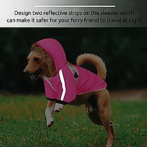 Queenmore Warm Dog Winter Coat, Cold Weather Waterproof Dog Snow Jacket, Reflective Dog Hoodie with Long Sleeves for Small Medium and Large Dogs