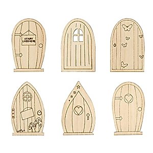 AUEAR, 24 Pack Fairy Door Miniature Wooden Garden Doors Windows Unfinished Fairy Window Accessories Mini Fairy House DIY Craft for Wall Home Party Decoration (6 Styles)
