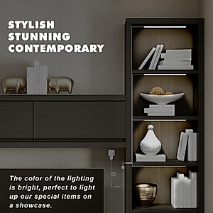 JUSJUBR 4-Pack Cold White Display Shelf Lights, Under Shelf Lighting with Memory Function, 12 Inch 6000K Plug-in Bookshelf Lighting, LED Cabinet Lights for Display Case/Pantry/Closet/Safe