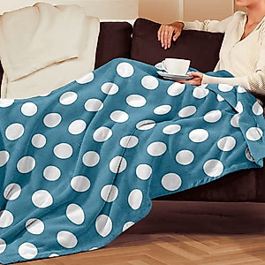 Porter ST. Sofa Couch 50" x 60" Decorative Polka Dots Blue Arctic Fleece Throw Blanket