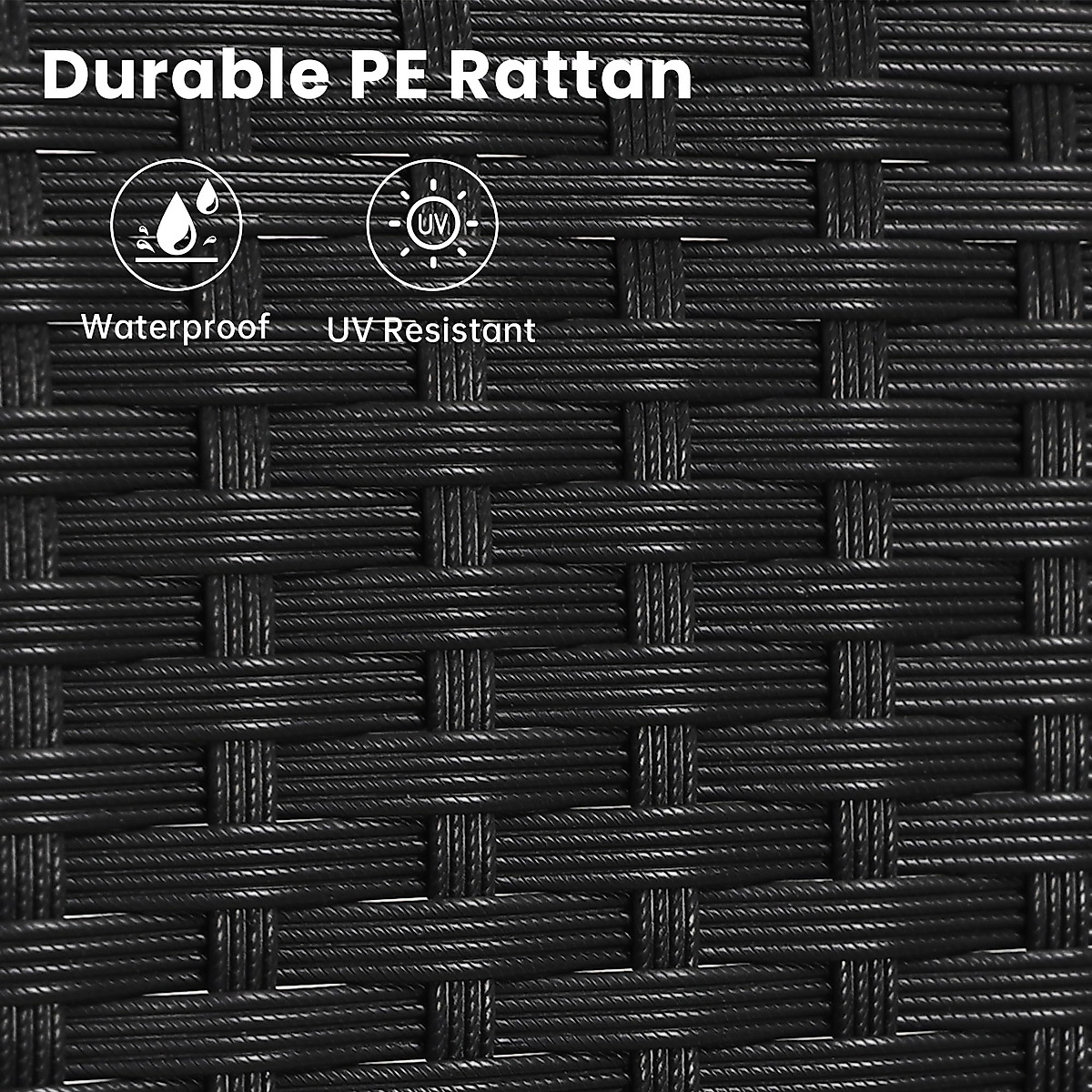 Murago 5 Pieces Wicker Patio Conversation Sets, Rattan Furniture Set with Coffee Table and 2 Ottomans, Ideal for Porch, Garden, Yard, Poolside, Black Rattan with Red Cushion