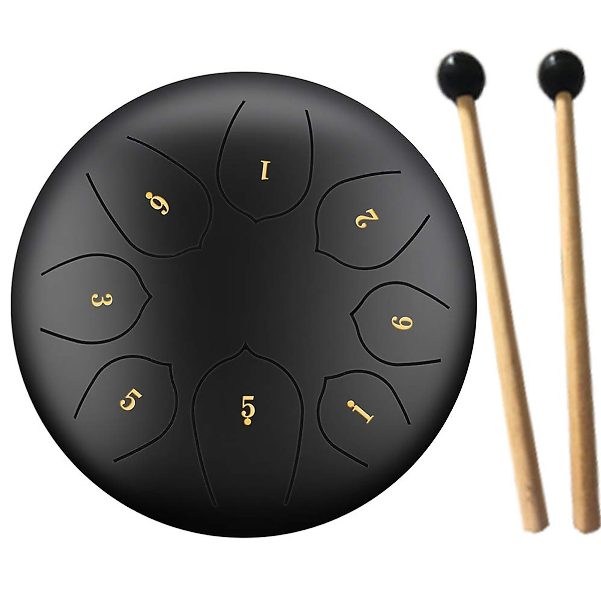 Luvay Steel Tongue Drum - 6 inches 8 Notes - Percussion Instrument - with Pouch, Book, Mallets, Finger Picks