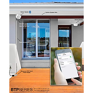 OSD Audio 6.5" Wireless Bluetooth Outdoor Patio Speaker Architectural Stereo Pair Black BTP650 Long Range