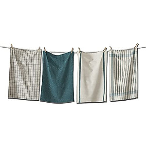 tag Prairie Woven Flour Sack Dishtowel Set of 4 Green Multi Dish Cloth for Drying Dishes and Cooking Green