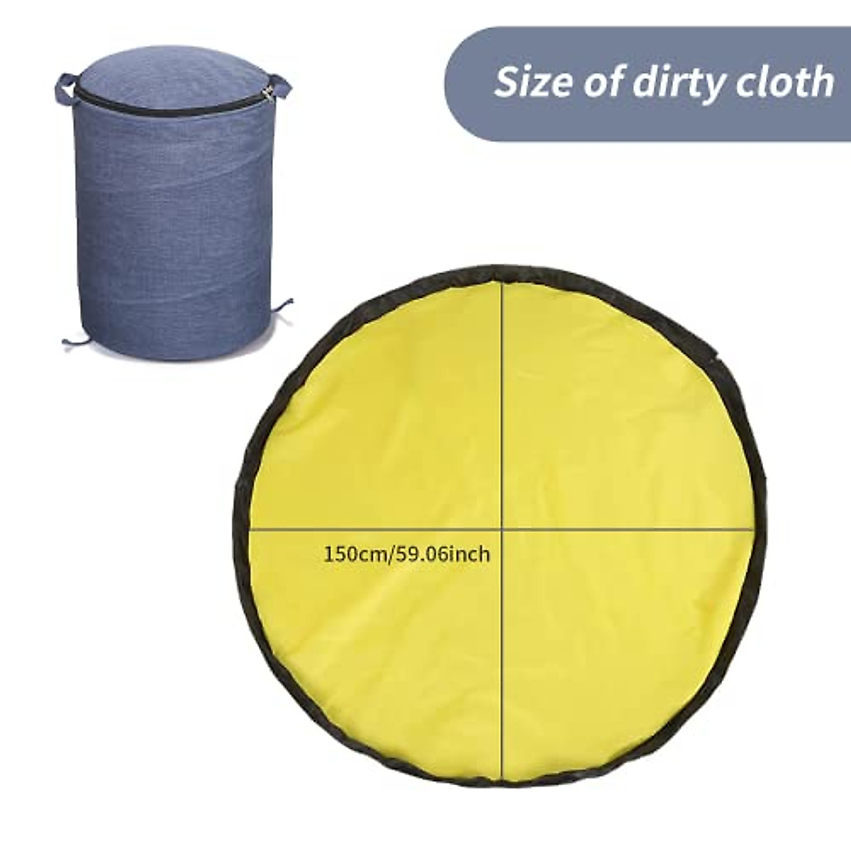 Toy Storage Organizer and Play Mats,Large Toy Basket Toy Storage Bags for Foldable Canvas Basket,Toy Clean Up & Storage Container SuitableWashable Drawstring Play Mat,Suitable for Small Toys (Blue)