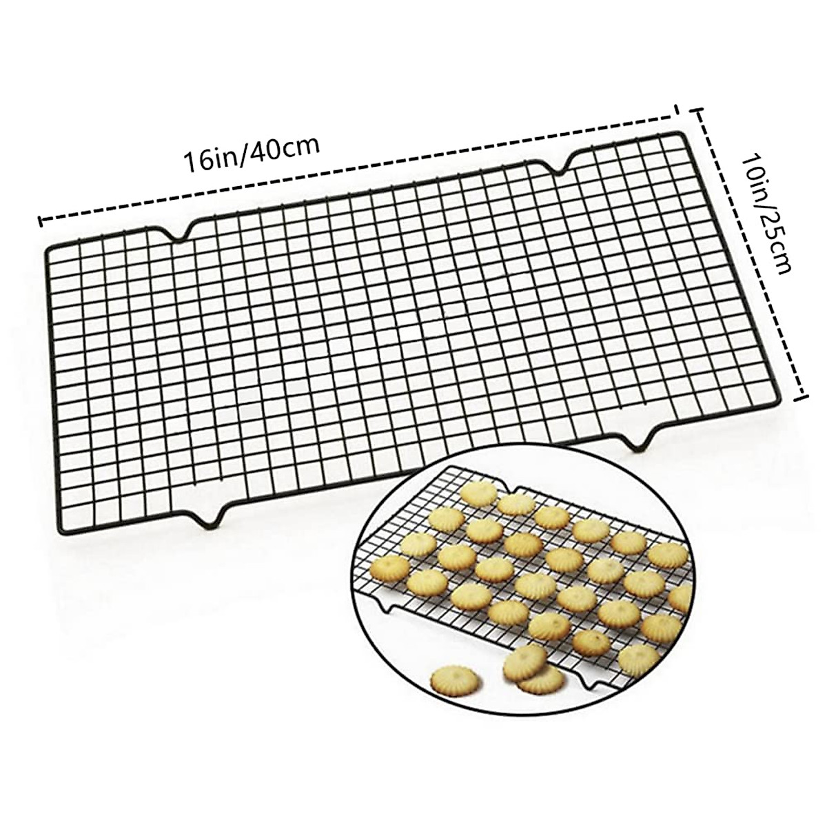 NatureMan Set of 2 Baking Cooling Rack, 16" x 10"Nonstick Wire Baking Rack，for Cooking, Roasting, Grilling, Easy to Clean