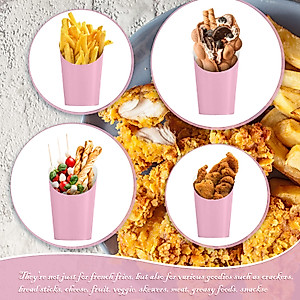 100 Pcs Charcuterie Cups French Fry Holder 12oz Disposable Paper French Fry Cups Paper Appetizer Cups for All Occasions Suitable for Baby Shower Party Waffle Popcorn Food Takeout (Pink)