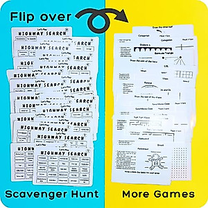 Travel Games For Families: Highway Game, 36 Unique Games, Reusable Laminated Cards with Dry Erase Markers, Kid Scavenger Hunt Game, Multiplayer Games for Kids, Car and Airplane Approved